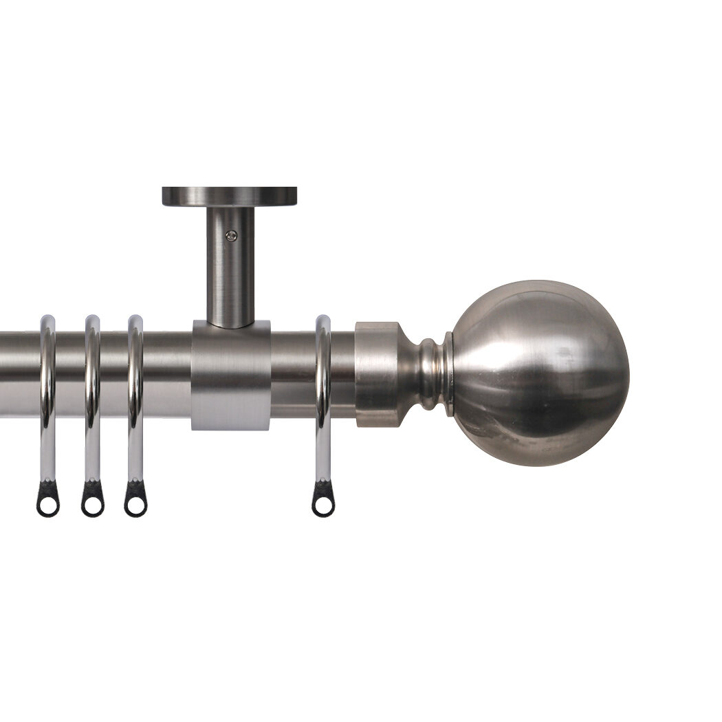 Contract 28 Ball 28mm Pole Set with Ceiling Brackets Brushed Nickel ...